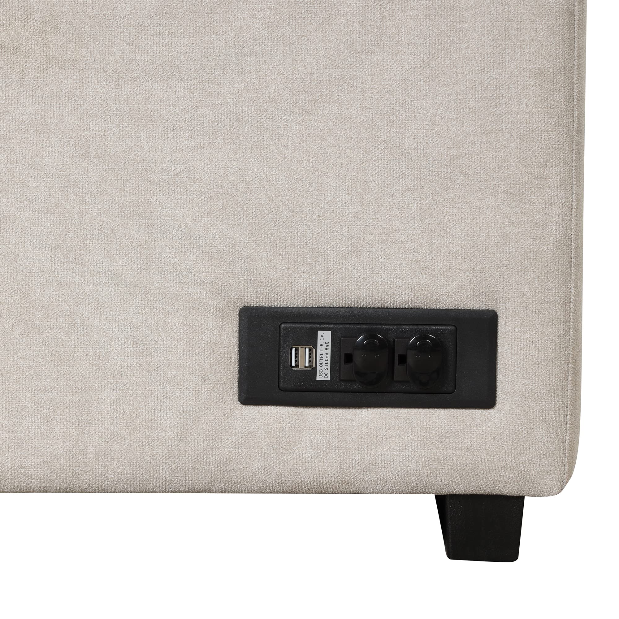 FREESNOOZE 2 in 1 Sleeper Sofa Bed, 84.75" Pull Out Couch Bed L Shape Couch with USB Charging Port, 3-pin Plug, Cup Holders, Storage Ottoman for Living Room/Bedroom/Small Apartment, Beige