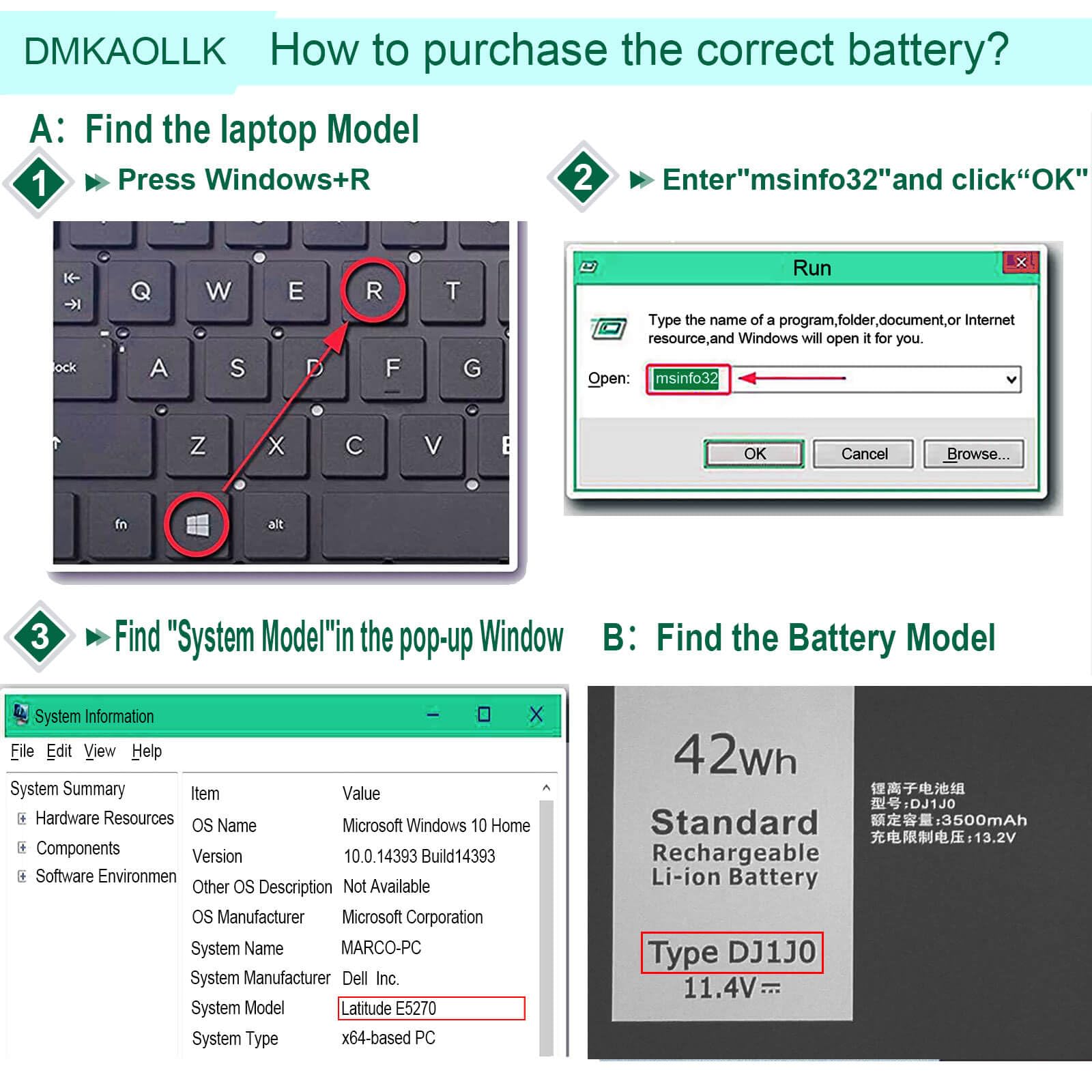 DMKAOLLK 42Wh DJ1J0 Battery for Dell Latitude 7280 7290 7380 7390 7480 7490 E7280 E7290 E7380 E7390 E7480 E7490 Series DJ1JO P28S P28S001 451-BBZL K8X0T1 ONFOH 11.4V