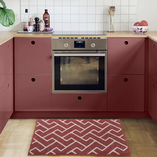 hicorfe Kitchen Rugs and Mats,Super Absorbent Polypropylene 20" x 31.5" Non-Slip Rug,Soft Comfort Floor Mat,Machine Washable for Kitchen,Hallway,Office,Sink,Laundry(Red)