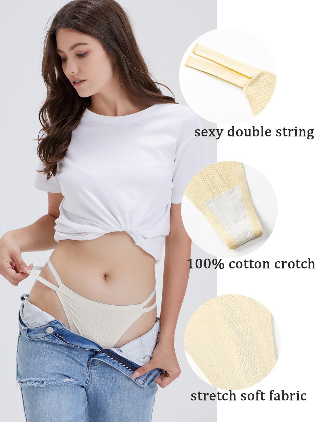 DAOAO Seamless Thongs for Women G String No Show T-Back Tangas Stretch Cheeky Panties Cute Straps Sexy Underwear 4 Pack（Black/Nude,M