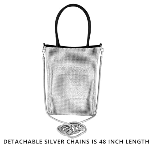Upgrade Rhinestone Evening Bag Silver Clutch Sparkly Diamond Purse for Women Party Club Wedding bags