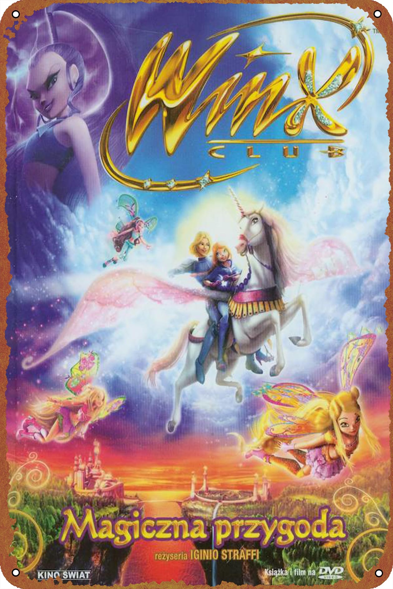 Winx Club 3D: Magical Adventure Men's Wall Decoration Old Car Shop Movie Poster Oil and Gas Station Logo 8 × 12 inches