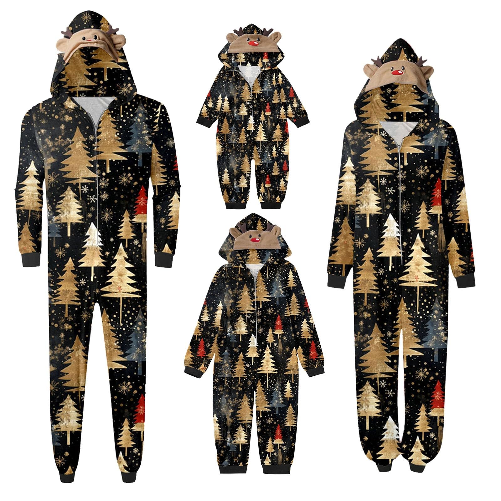 Family Christmas Pjs - Matching Onesie & Shirts Set with Dog Pjs