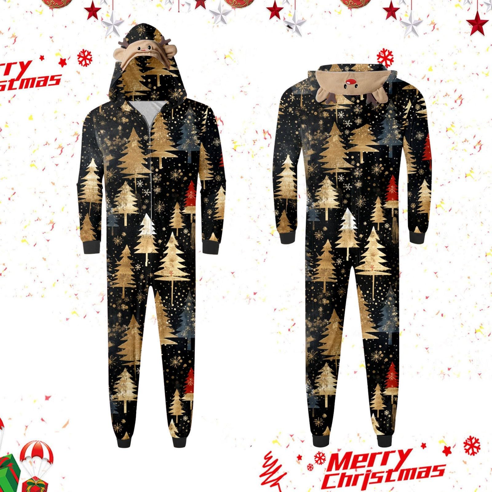 Family Christmas Pjs - Matching Onesie & Shirts Set with Dog Pjs