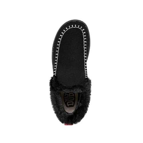 Hey Dude Denny Wool Faux Shearling Black Size 10 | Women's Boots | Women's Pull on Boots | Comfortable & Light-Weight