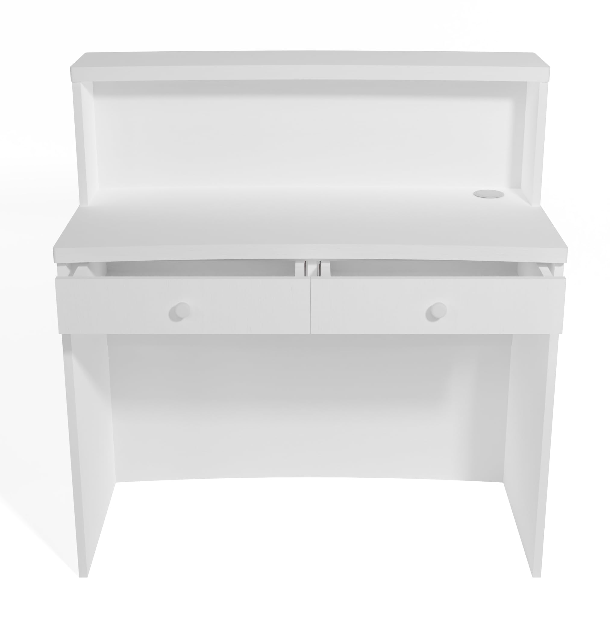 UGOS Mono White Modern Reception Desk w/Transaction Counter | Laminate Desktop | Multifunctional Standing Front Desk for Home, Office, Salon, Spas, and Lobby (40 inch)