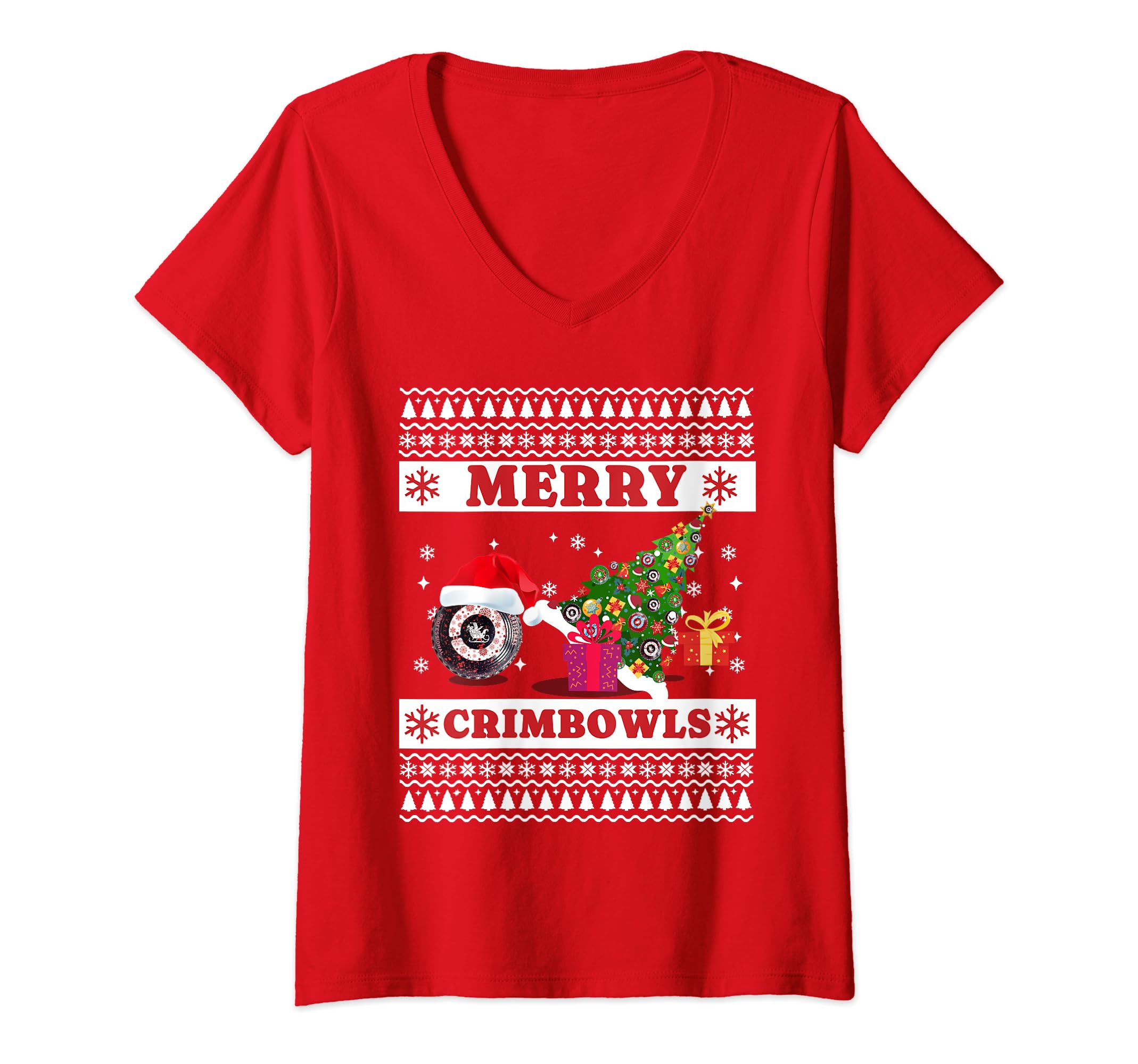Christmas Lawn Bowls Outfit Idea & Santas Xmas Lawn Bowling V-Neck T-Shirt