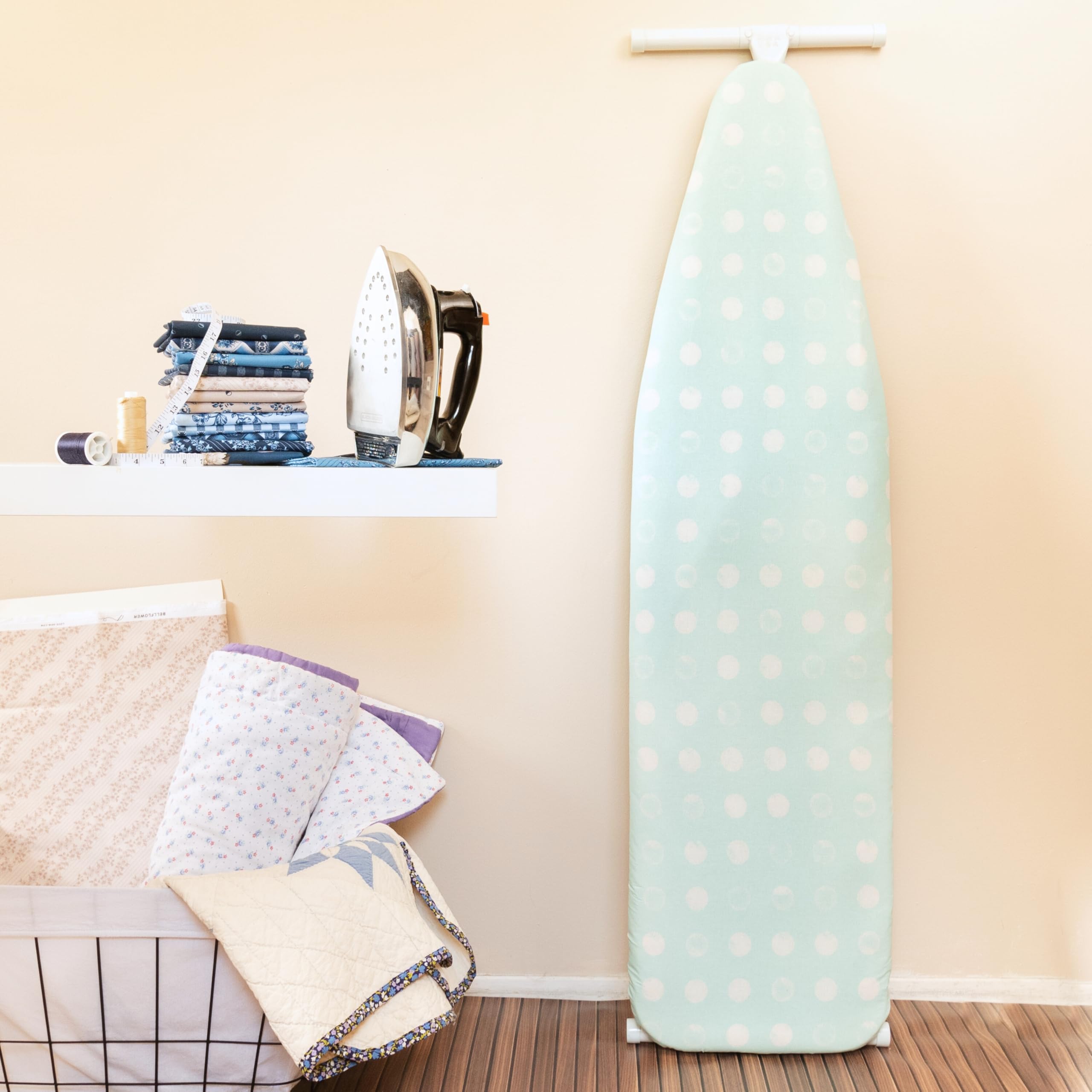 Wool Reversible Fitted Ironing Board Cover - 2 in 1 - One Side Wool One Side Cotton (Fits 54" x 18" Standard Ironing Boards) (Pink)