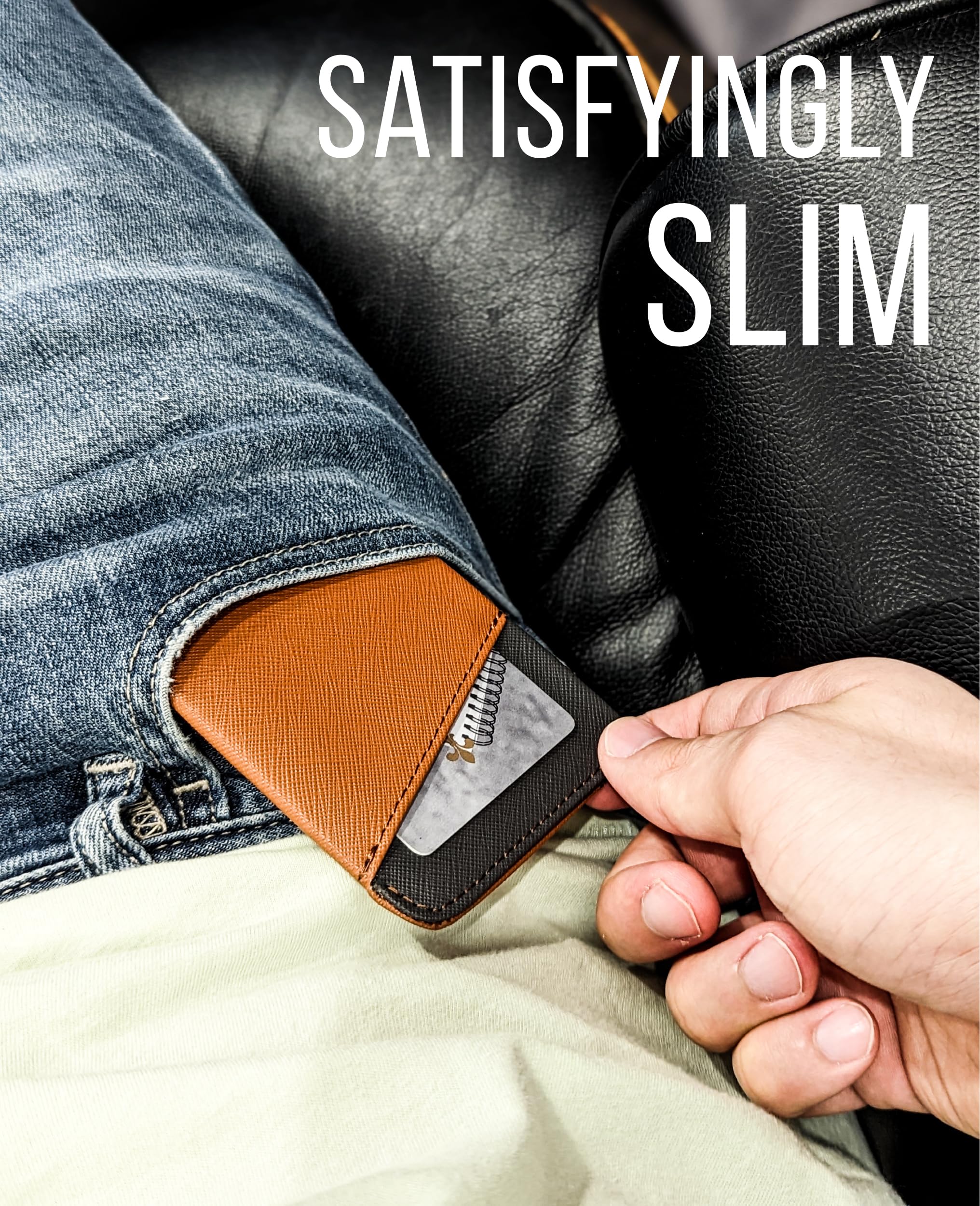 STYLIO Zippered Padfolio Binder (Black) and Slim Leather Wallet (Brown) Bundle. Perfect for Documents, iPad/Tablet, Notepad, Business Cards, IDs and Bills. Great Gift Bundle.