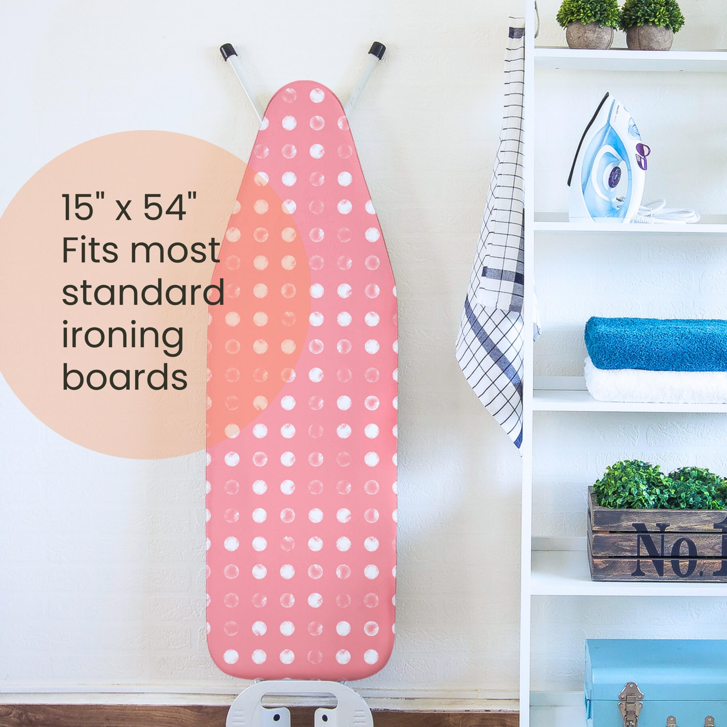 Wool Reversible Fitted Ironing Board Cover - 2 in 1 - One Side Wool One Side Cotton (Fits 54" x 18" Standard Ironing Boards) (Pink)