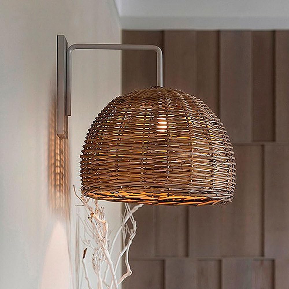 MODEBHD Plug in Wall Sconces, Rattan Wall Sconce,Boho Wicker Sconces Wall,Decor Wall Lamp with Plug in Cord,Hanging Lamps Wall Mount Light for Bedroom Living Room