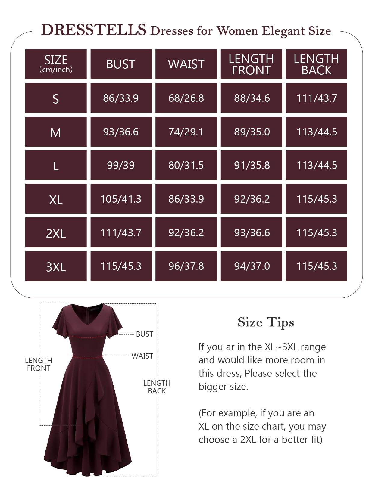 DRESSTELLS Women's Cocktail Tea Party Dresses for Wedding Guest, Red Fit Flare Modest Winter Elegant Dress for Evening Burgundy XL