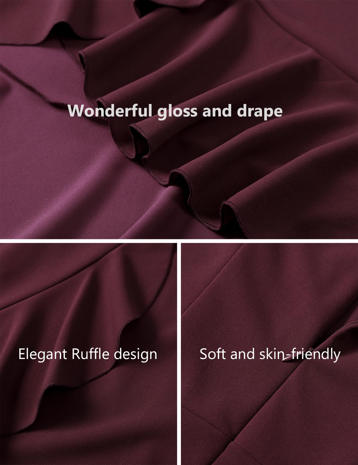 DRESSTELLS Women's Cocktail Tea Party Dresses for Wedding Guest, Red Fit Flare Modest Winter Elegant Dress for Evening Burgundy XL