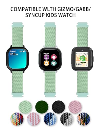 Khxriypha Nylon Braided Band for Gizmo Watch Band Replacement Compatible with Gizmo Watch 3 2 1/Gabb Watch 2 1/SyncUP Kids Watch,Adjustable Braided Elastic Sport Loop Watch Bands for Boys and Girls