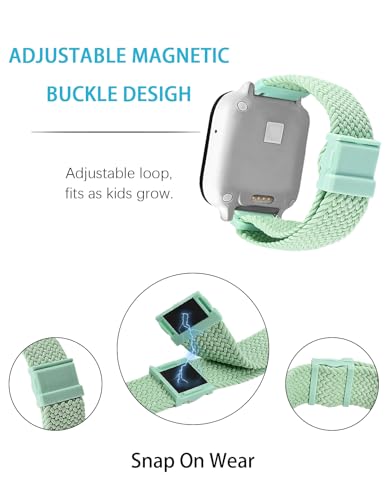 Khxriypha Nylon Braided Band for Gizmo Watch Band Replacement Compatible with Gizmo Watch 3 2 1/Gabb Watch 2 1/SyncUP Kids Watch,Adjustable Braided Elastic Sport Loop Watch Bands for Boys and Girls