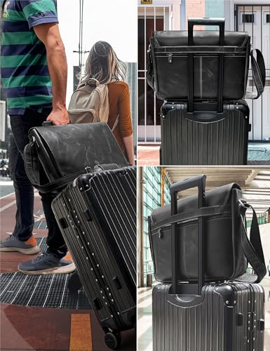 Leather Messenger Bag for Men 16" Full Grain Leather Laptop Bag Vintage Crossbody Office Satchel Travel ShoulderBag