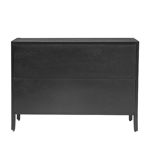 Bellemave Accent Storage Cabinet Sideboard with Two Tempered Glass Doors Freestanding Buffet Cabinet with Adjustable Shelf for Living Room, Hallway, Dining Room (Black)