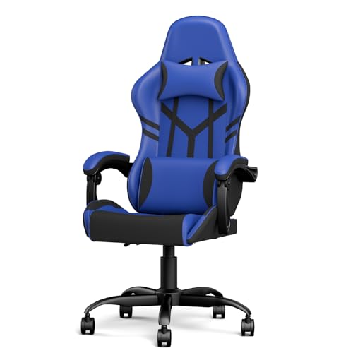 ZHISHANG Silla Gamer Video Game Chairs, Gaming Chairs for Adults, Gamer Chair Ergonomic PC Computer Chair with High Back, Headrest, and Lumbar Support, for Boys Adults Teens(Black-Blue)