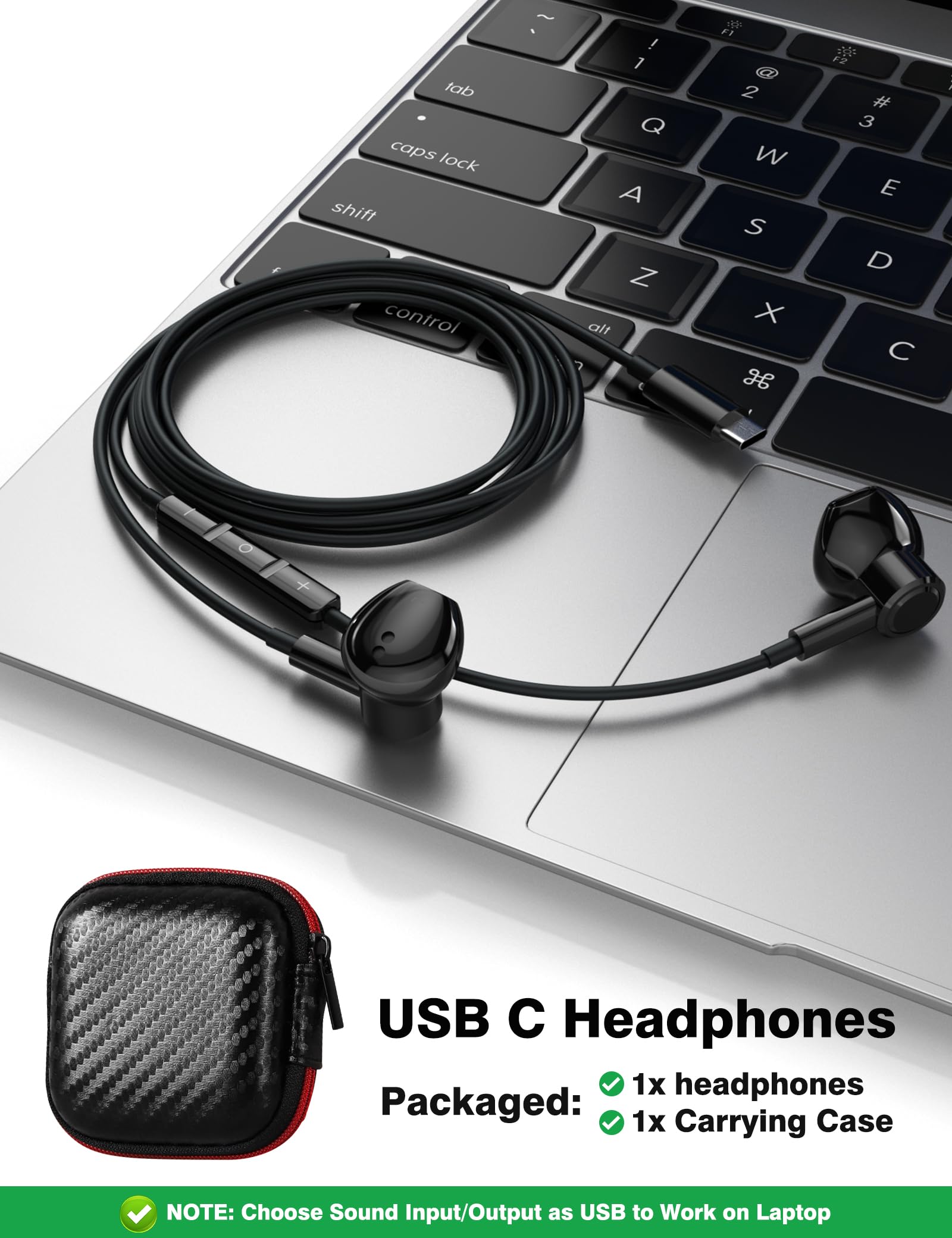 USB C Headphones Magnetic USB-C Wired Earbuds HiFi Stereo Type C Earphones Microphone Volume Control for Galaxy S24 S23 FE S22 S21 Ultra Flip Fold,Motorola Edge/Razr,iPad 10,iPhone 16/15,Pixel,Oneplus