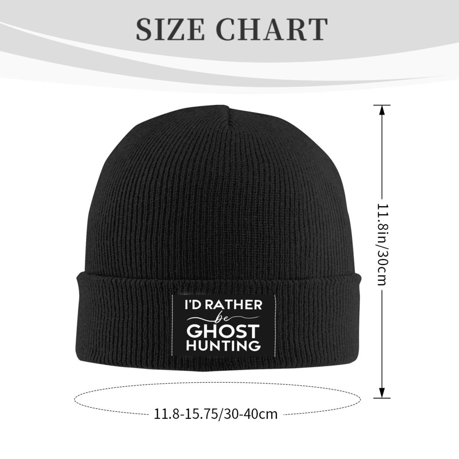 YvoneDBrownn I'd Rather Be Ghost Hunting Knit Beanie Hats for Women Men - Warm Cozy Winter Hats,Cuffed Skull Cap Black