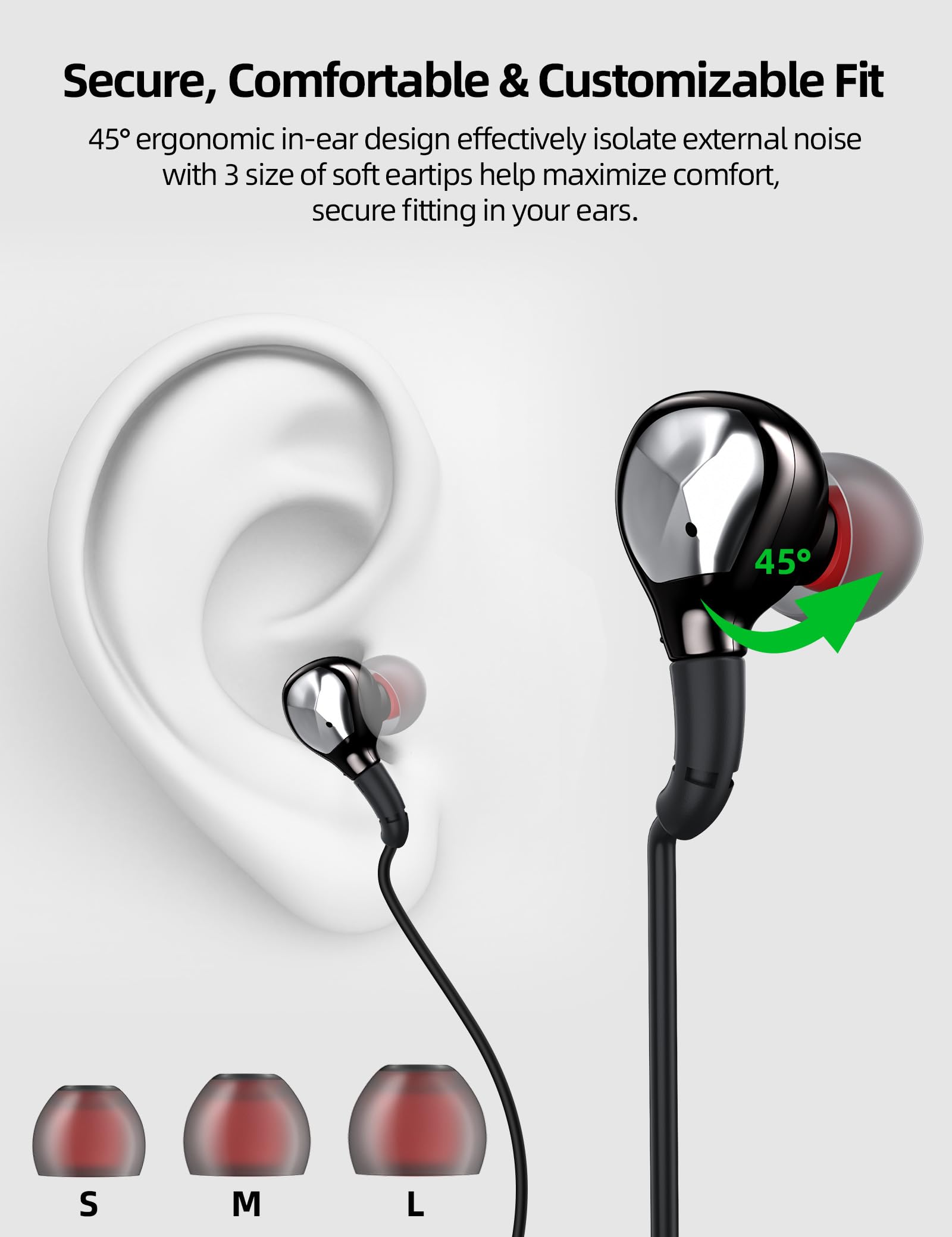 USB C Headphones for iPhone 16 15 Pro Plus Samsung S24 S23 S22 Ultra Flip Fold A53, Wired Earbuds Noise Canceling in-Ear Type C Earphones Microphone Volume Control Stereo for iPad Pro,Pixel 8 7a 6