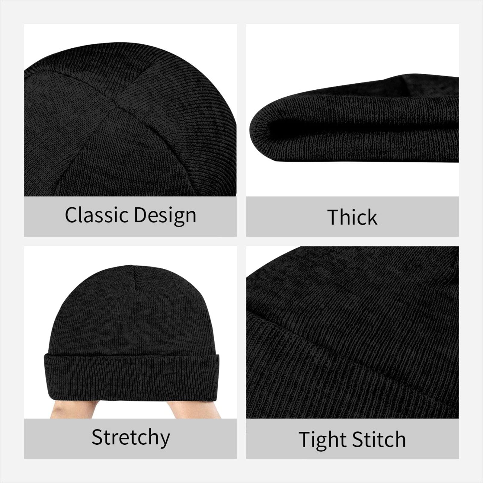YvoneDBrownn I'd Rather Be Ghost Hunting Knit Beanie Hats for Women Men - Warm Cozy Winter Hats,Cuffed Skull Cap Black