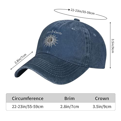 CASOWAT Alice Rock in Chains Band Denim Hats Baseball Cap for Men Women Adjustable Snapback Caps Summer Trucker Hat Navy Blue