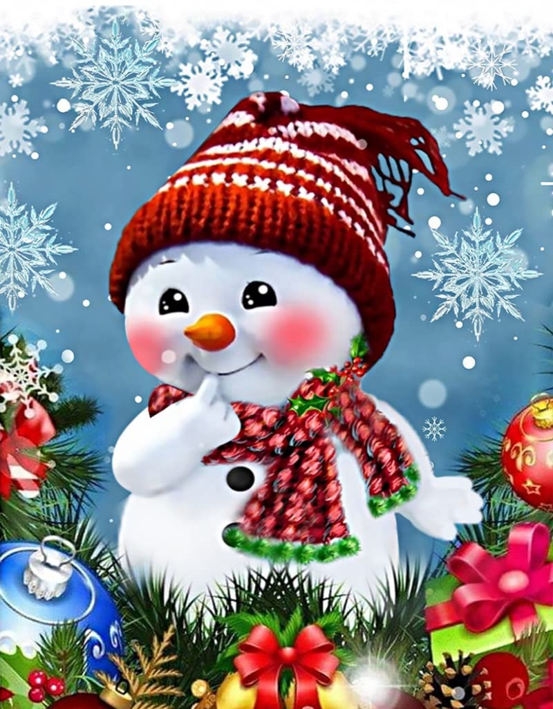 Suyaloo Snowman Diamond Painting Kits for Adults - 5D Diamond Art Kits for Adults Kids Beginner,DIY Christmas Round Full Drill Paintings with Diamonds Gem Art for Adults Home Wall Decor 11.8x15.7inch
