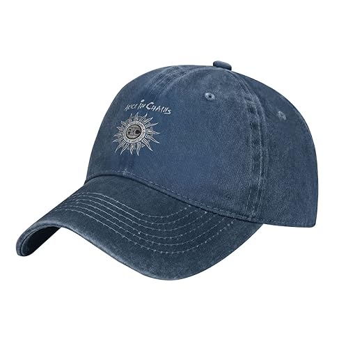 CASOWAT Alice Rock in Chains Band Denim Hats Baseball Cap for Men Women Adjustable Snapback Caps Summer Trucker Hat Navy Blue