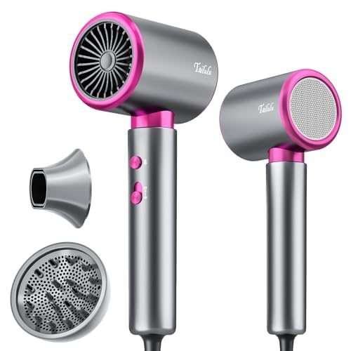 Tailulu Professional 1875W High-Speed Low Noise Ionic Hair Dryer with Diffuser for Home and Travel - 110,000 RPM, Suitable for Women and Men