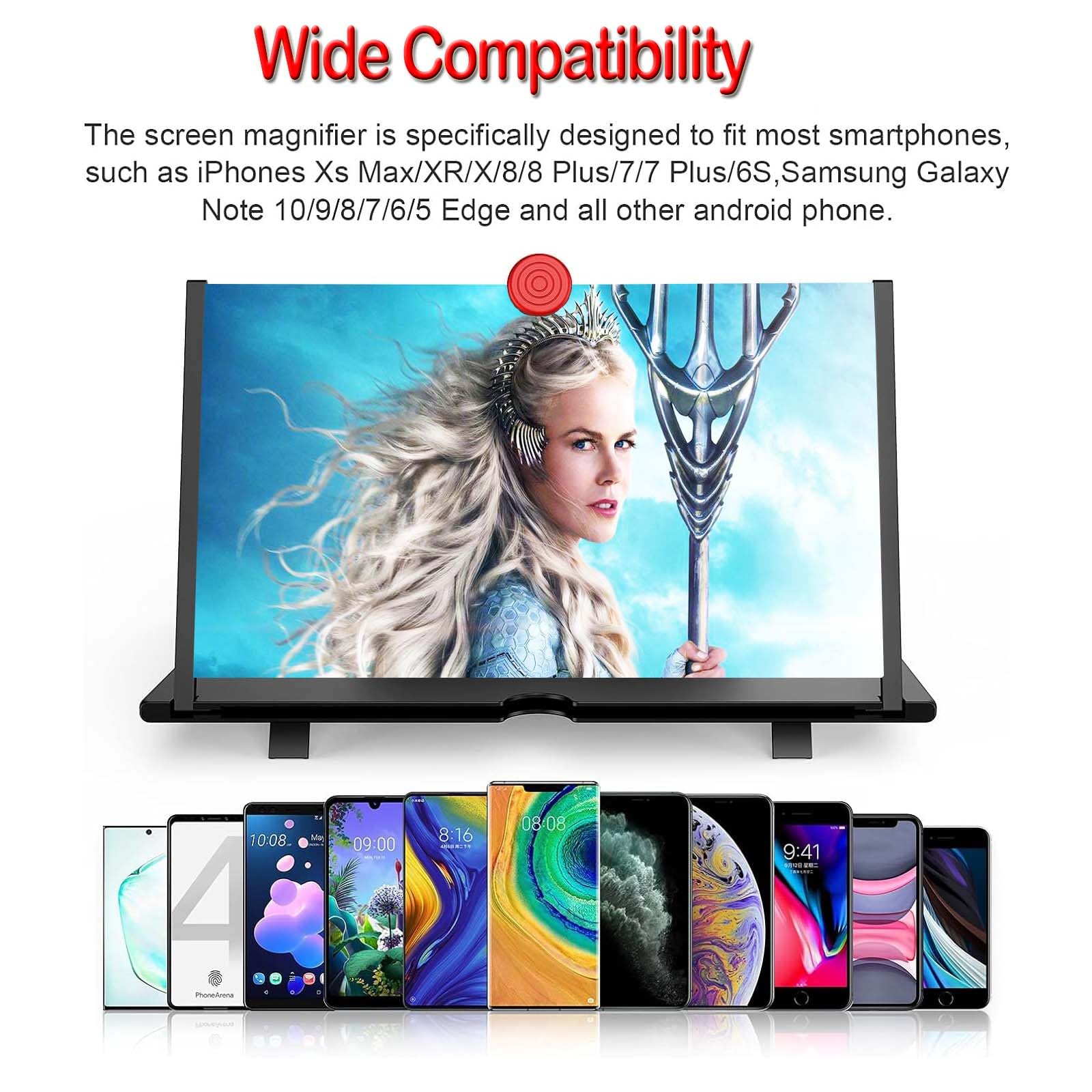 16" Screen Magnifier for Smartphone –3D HD Mobile Phone Magnifying Projector Screen Enlarger Expanders for Movies, Videos, and Gaming–Foldable Phone Stand with Screen Amplifier–Supports All Cell Phone