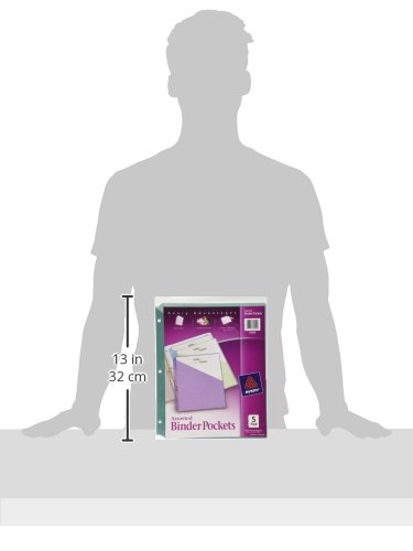 Avery Binder Pockets, Assorted Colors, 8.5" x 11", Acid-Free, Durable, 5 Slash Jackets (75254) (Pack of 2)