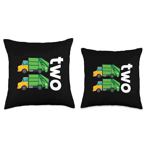 Garbage Truck Trash 2 Years Old 2nd Birthday Kid Cool Party Throw Pillow
