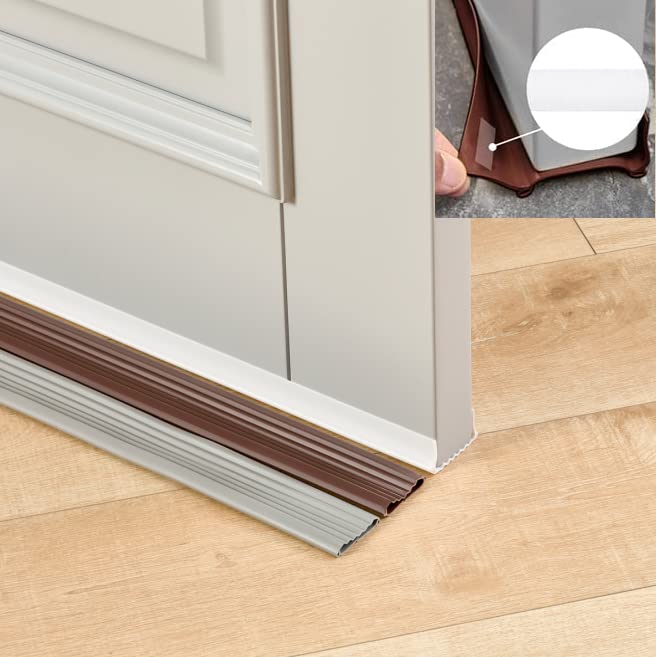 Under Door Draft Stopper 37 Inch Bottom-of-Door Soundproofing, Door Draft Stopper Weather Stripping Window Breeze Blocker Adjustable Door Sweeps,Stripping Noise Blocker Window Breeze Blocker (Brown)