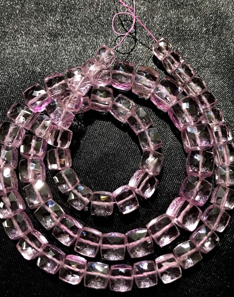 Natural MORGANITE Corundum Cube Faceted Beads 7X8-6X8MM 18 inch Long String Jewelry Making Gemstone Beads for Necklace Bracelet