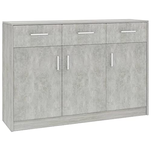 loibinfen Storage Sideboard Cabinet Dining Buffet Server Cabinet Kitchen Cupboard Modern Console Sofa Table with 3 Drawers and 3 Doors for Living Room,43.3"x11.8"x29.5" Concrete Grey -AA