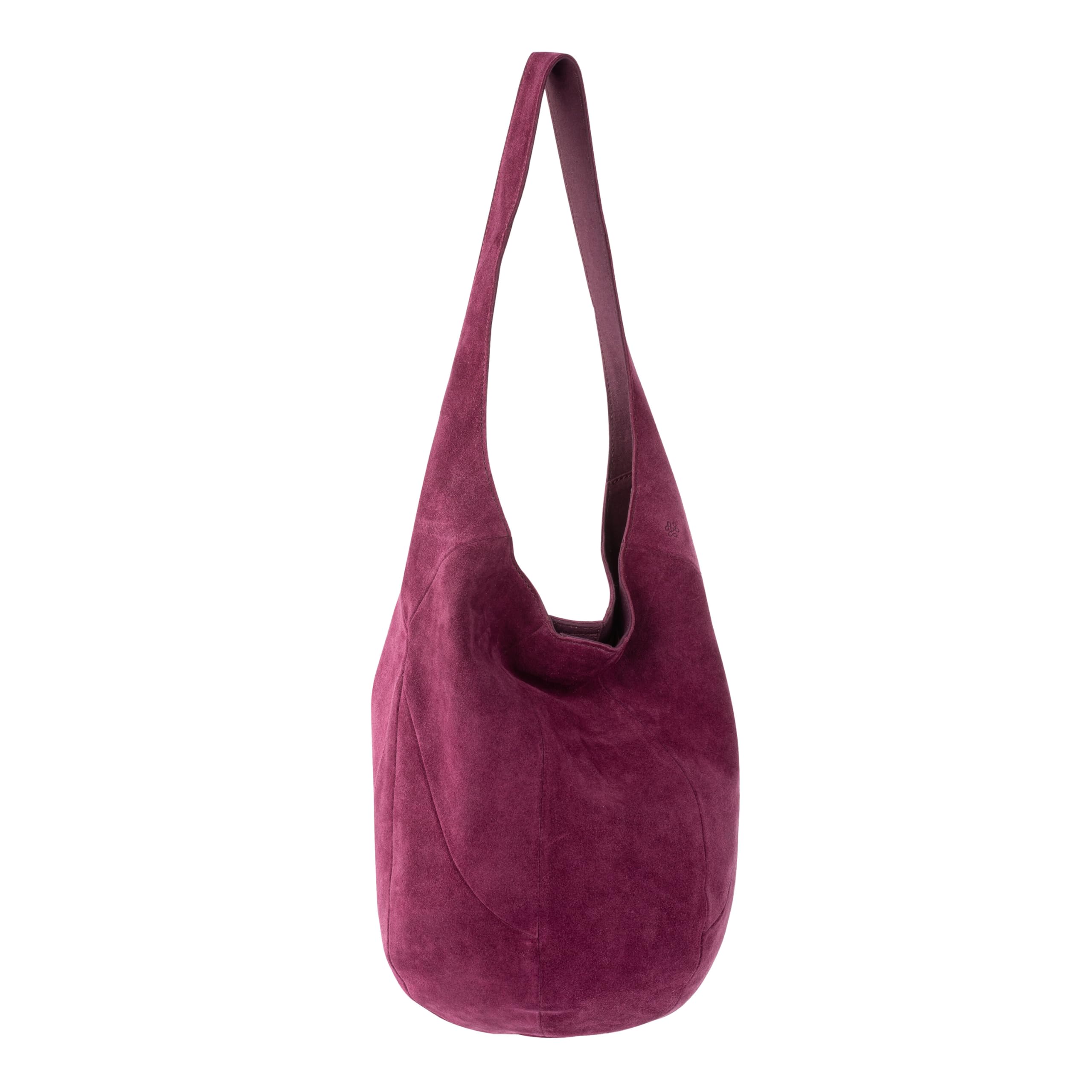 The Sak 120 Hobo Bag in Crochet - Large Women's Purse & Shoulder Bag for Everyday Travel - Durable Handbag With Back Zipper Pocket and Magnetic Snap Closure - Leather/Currant Suede