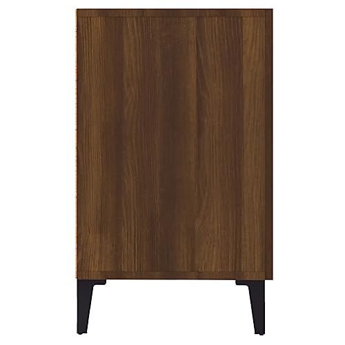 loibinfen Sideboard Buffet Server Storage Cabinet with Drawers and Doors, Console Table Home Kitchen Sideboard with Metal Legs, Dining Room Furniture Cupboard, Brown Oak 39.4"x14.2"x23.6" -AA