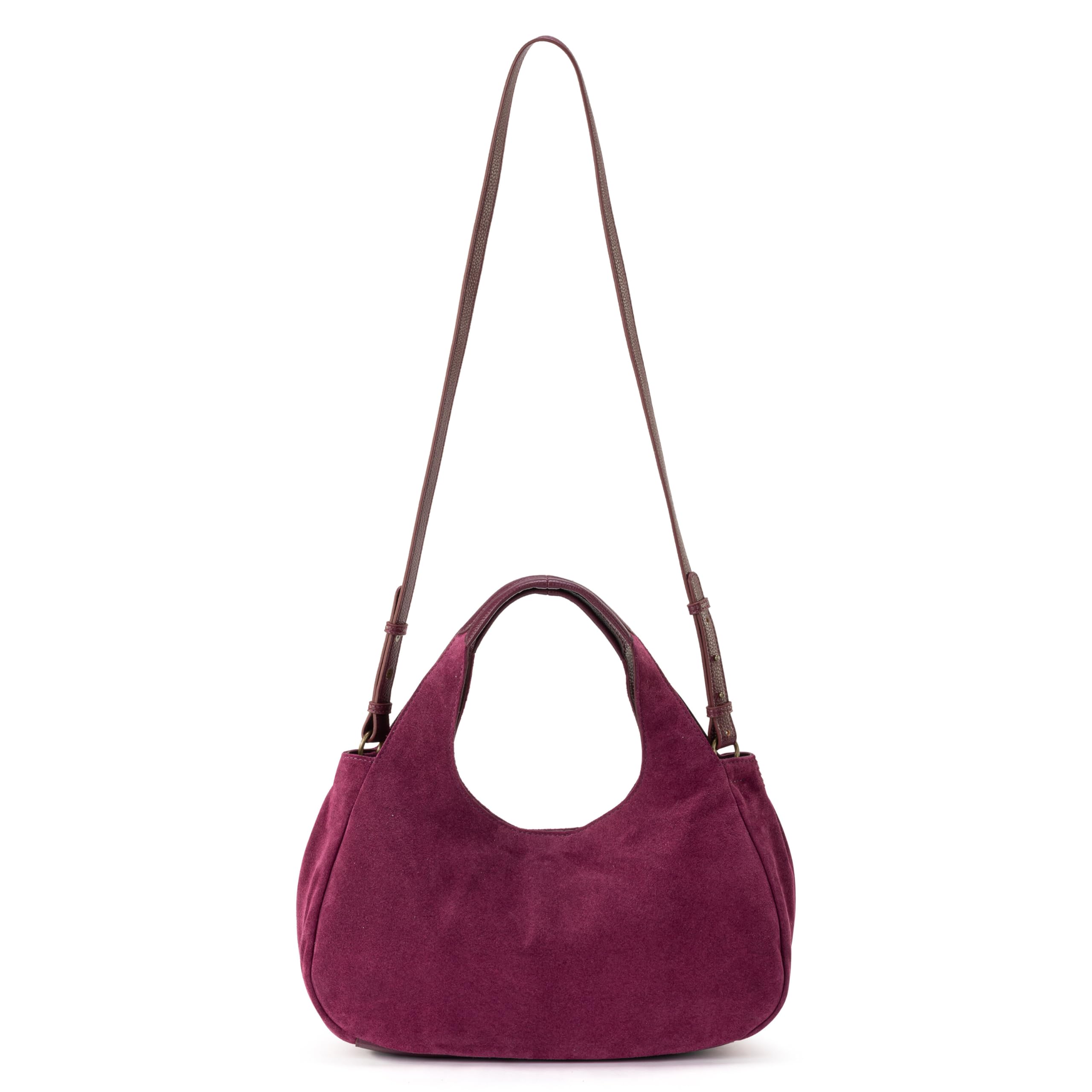 The Sak Rylan Medium Satchel in Leather, Double Handles & Removable Crossbody Strap, Currant Suede