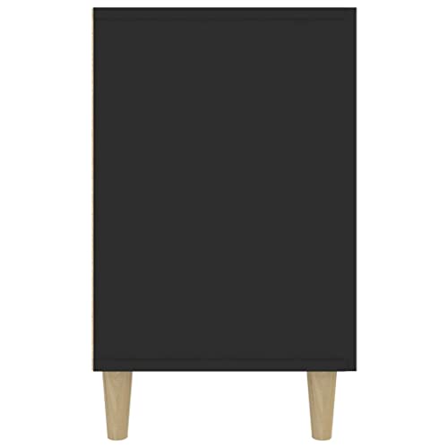 loibinfen Sideboard Buffet Server Storage Cabinet with Drawers and Doors, Console Table Home Kitchen Sideboard with Wood Legs, Dining Room Furniture Cupboard, Black 39.4"x14.2"x23.6" -AA
