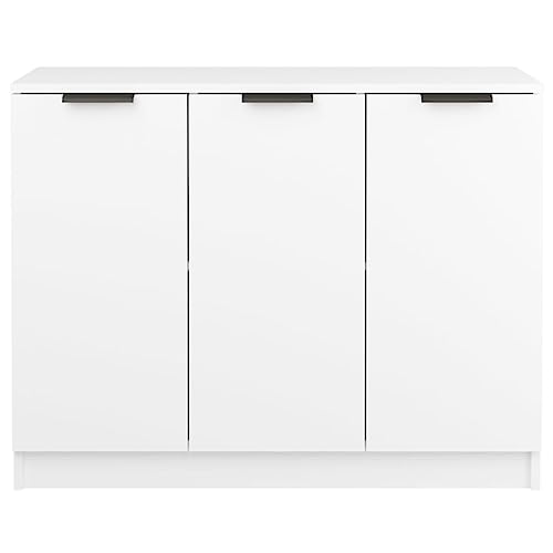 loibinfen Sideboard Buffet Server Storage Cabinet with 3 Doors, Console Table Home Kitchen Sideboard Dining Room Furniture Entryway Cupboard, White 35.6"x11.8"x27.6" -AA