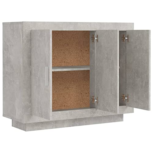 loibinfen Sideboard Buffet Server Storage Cabinet with 3 Doors, Console Table Home Kitchen Sideboard Dining Room Furniture Entryway Cupboard, Concrete Gray 36.2"x13.8"x29.5" -AA