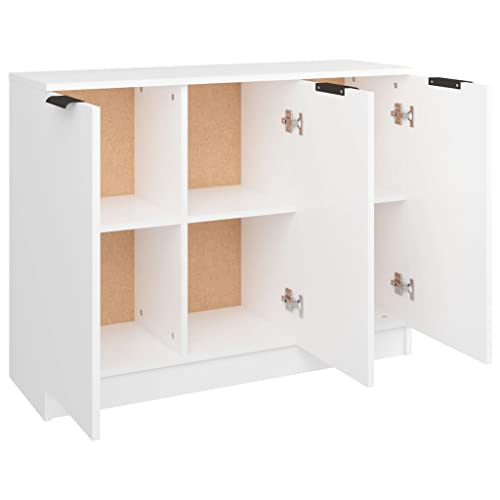 loibinfen Sideboard Buffet Server Storage Cabinet with 3 Doors, Console Table Home Kitchen Sideboard Dining Room Furniture Entryway Cupboard, White 35.6"x11.8"x27.6" -AA