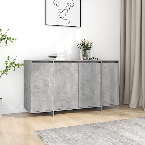 loibinfen Sideboard Buffet Server Storage Cabinet with 4 Doors, Console Table Home Kitchen Sideboard Dining Room Furniture Entryway Cupboard, Concrete Gray 53.1"x16.1"x29.5" -AA