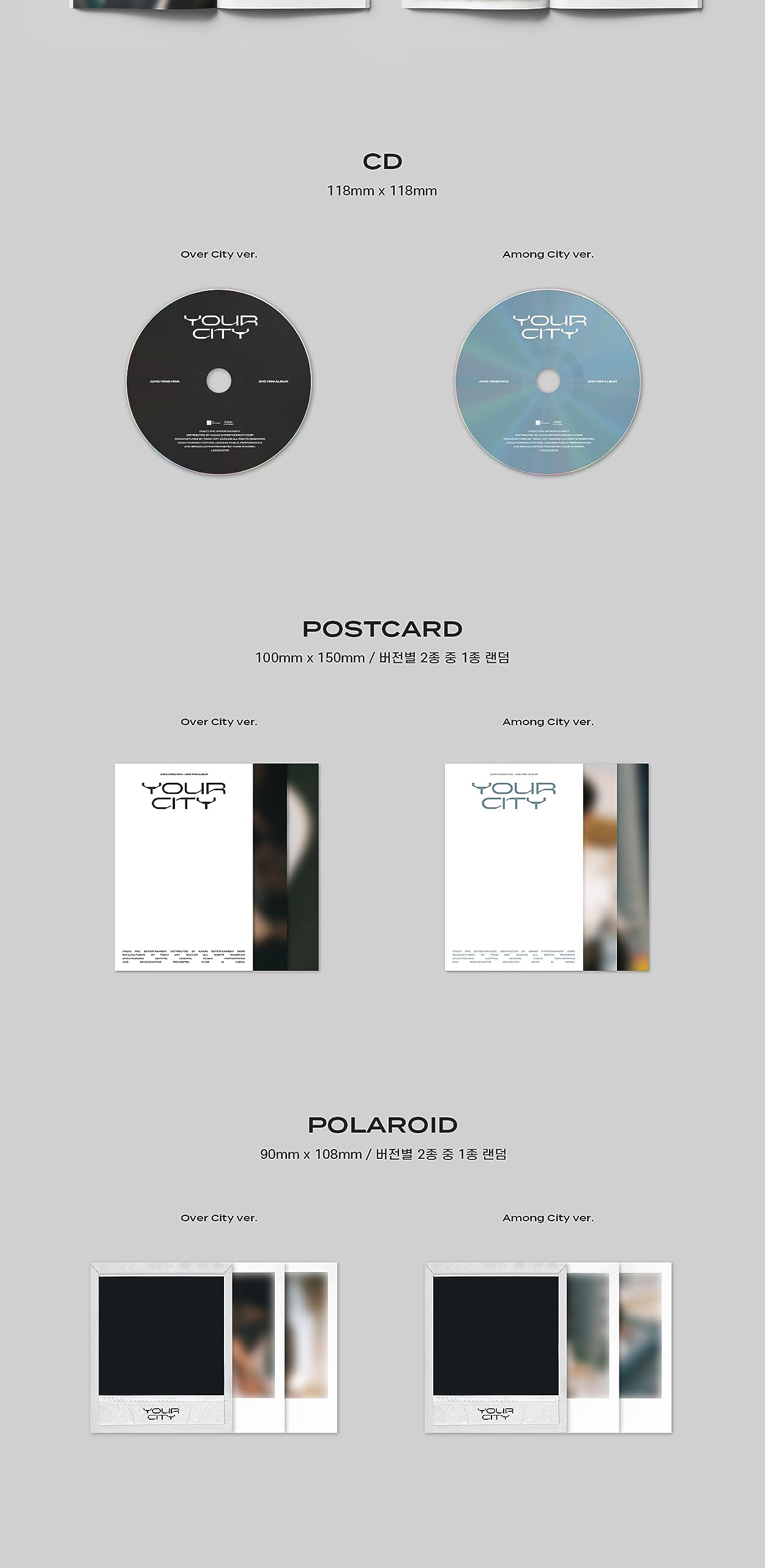 CNBLUE Jung Yonghwa Your City 2nd Mini Album Random Version CD+96p PhotoBook+1p PostCard+1p Polaroid+1ea Bookmark+1p Selfie PhotoCard+Tracking Sealed