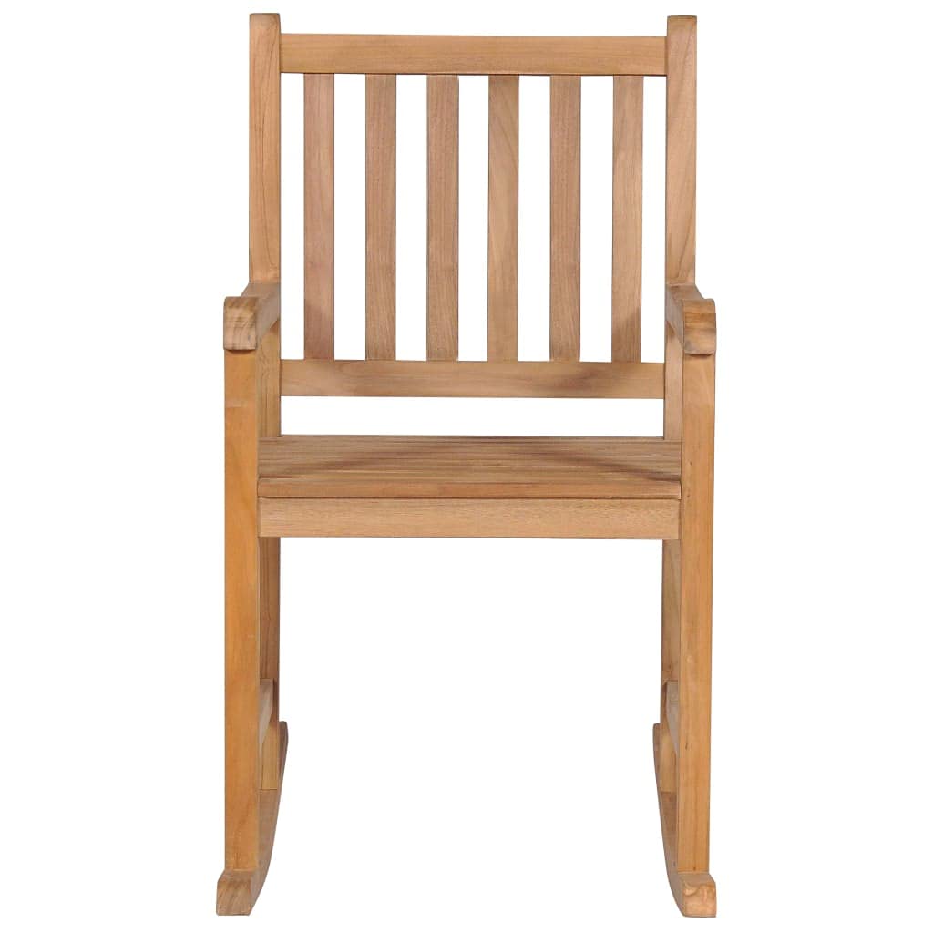 loibinfen Patio Rocking Chair with Beige Cushion Solid Teak Wood, Solid Wooden Frame Outdoor & Indoor Rocker for Garden, Patio, Balcony, Backyard Porch Rocker -AA