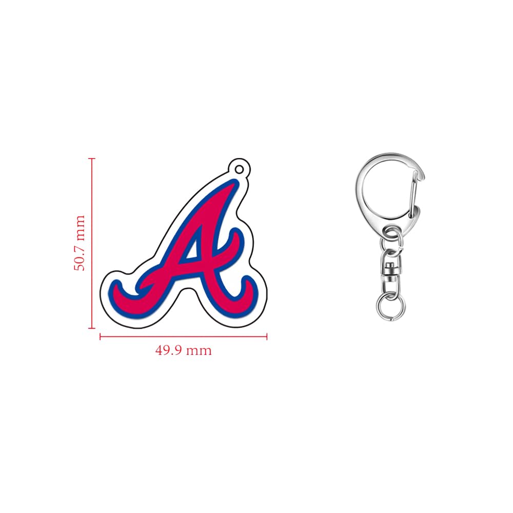 NEUNEL Designed with for Braves fans Set 2-pack Premium Acrylic keychain,Double layered Acrylic Crystal, Stainless Steel Keyring ring