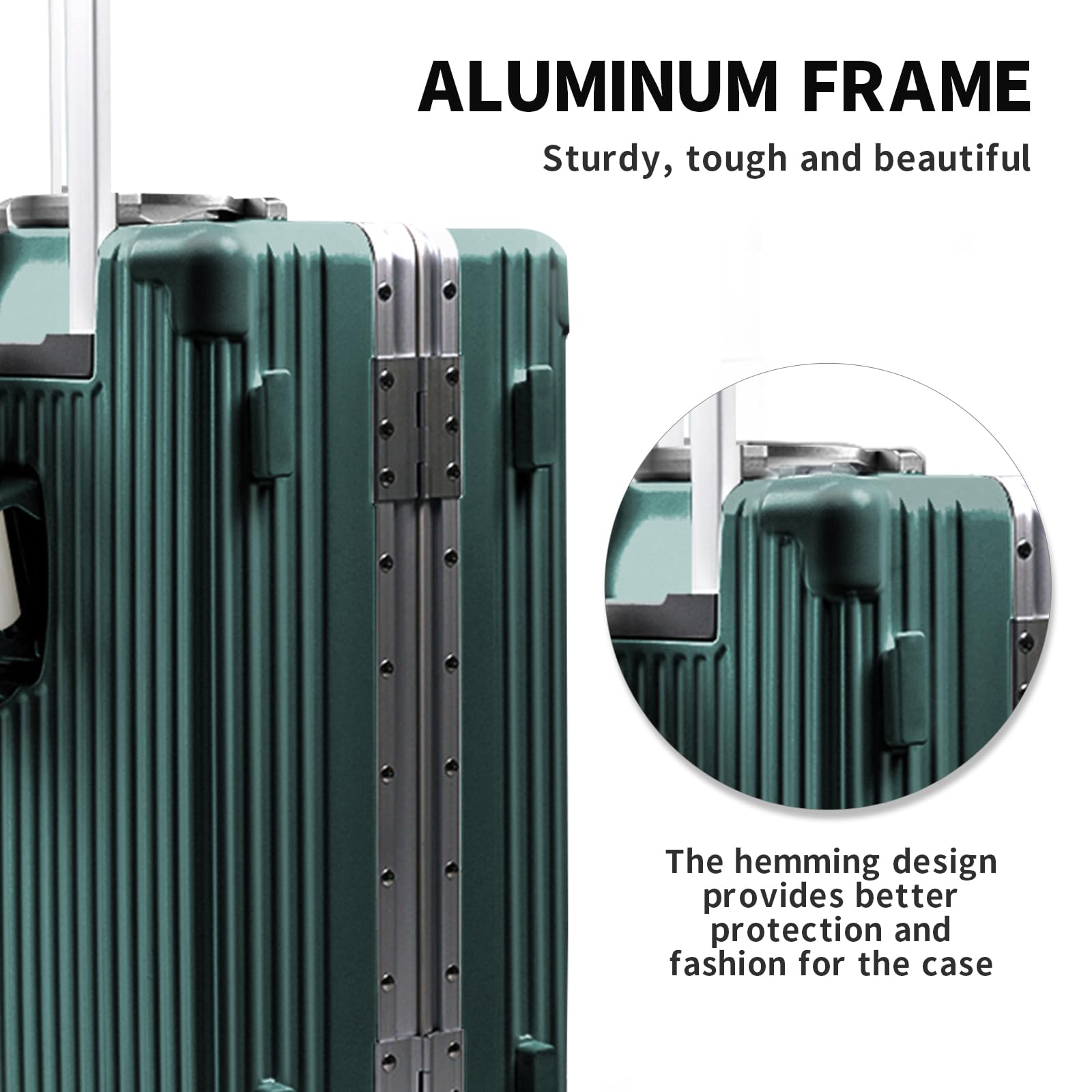 DwanNuts Carry On Luggage with Cup Holder and Usb Port, Aluminum Frame, Front Compartment, TSA Lock, 22x14x9 Airline Approved Hardside Suitcase with Spinner Wheels(Dark Green, 20-lnch)