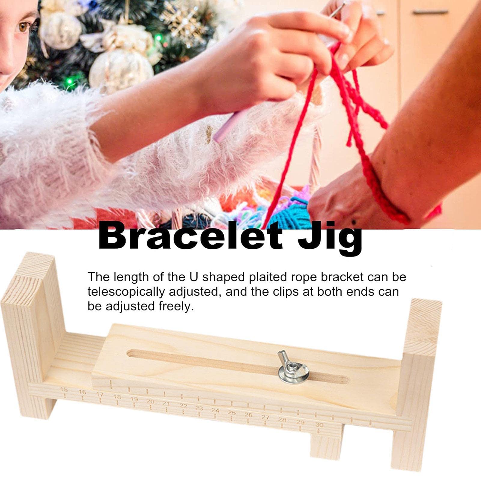 ADBEN Wooden Bracelet Maker, Bracelet Braiding Tool, Adjustable Bracelet Maker, Bracelet Maker Rack, DIY Bracelet Maker Kit, DIY Craft Bracelet Maker with Clamps, Wooden Braiding Tool for Bracelet