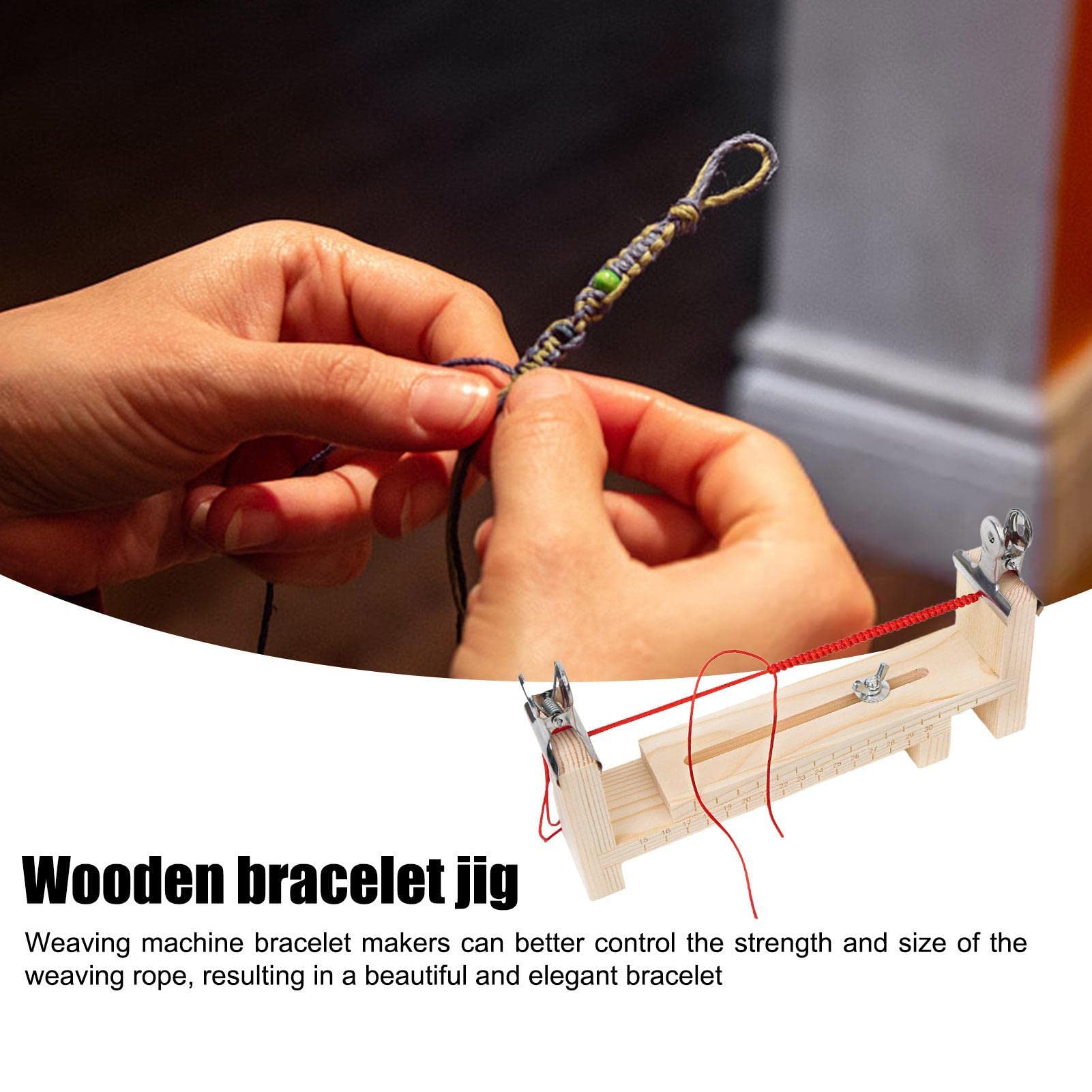 ADBEN Wooden Bracelet Maker, Bracelet Braiding Tool, Adjustable Bracelet Maker, Bracelet Maker Rack, DIY Bracelet Maker Kit, DIY Craft Bracelet Maker with Clamps, Wooden Braiding Tool for Bracelet